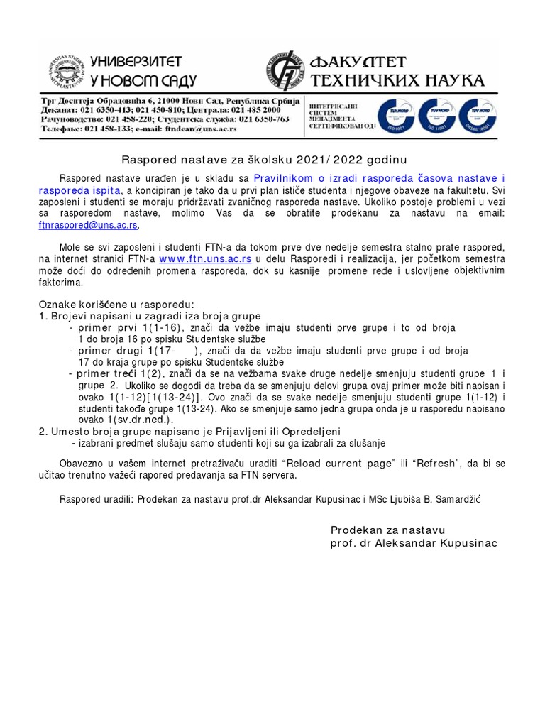 Raspored Nastave Za Školsku 2021/2022 Godinu: Pravilnikom o Izradi ...