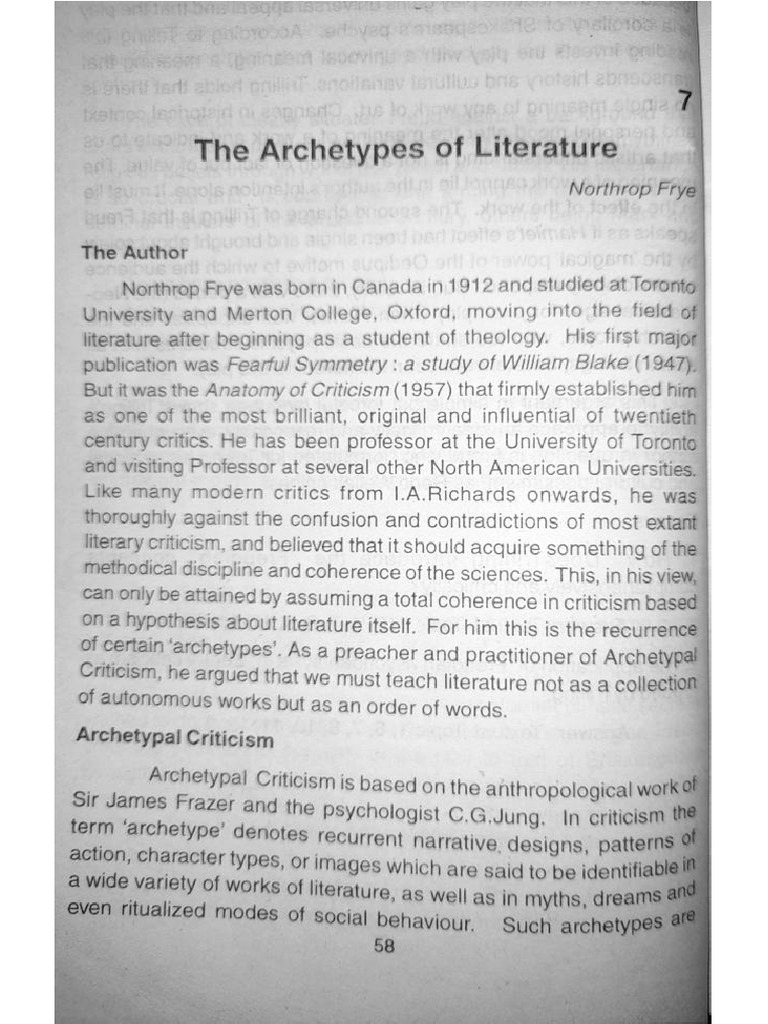 The Archetypes of Literature | PDF