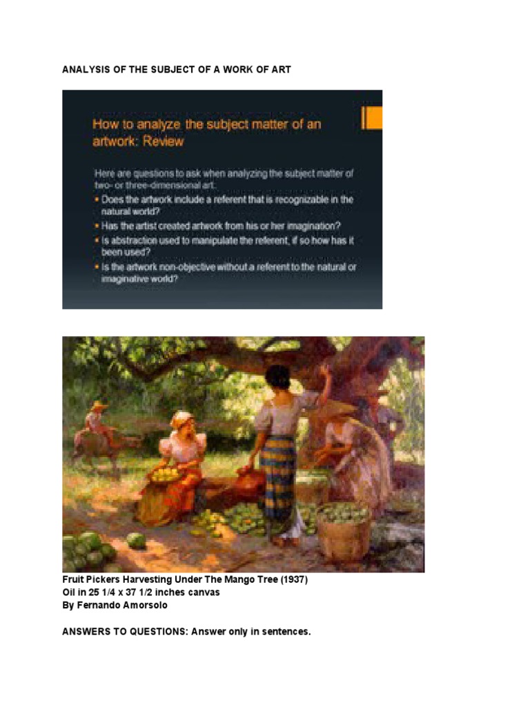 Analysis of The Subject of A Work of Art | PDF