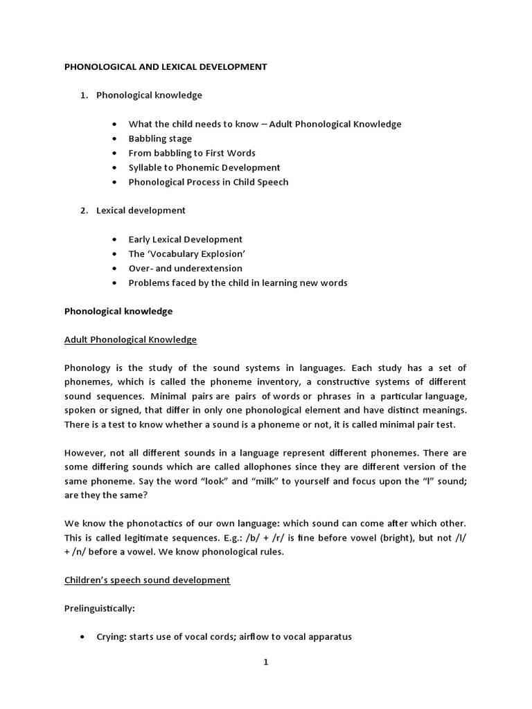 Phonological and Lexical Development | PDF | Phonology | Lexicon