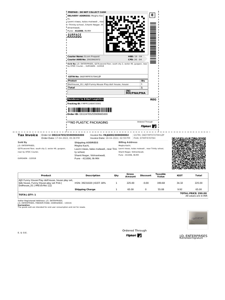 No Plastic Packaging: Tax Invoice | PDF | Taxes