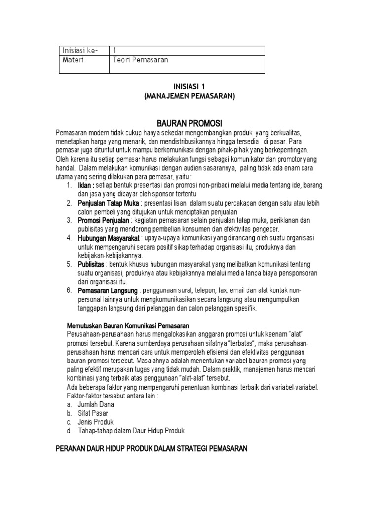 Inisiasi 1 - Pemasaran | PDF | Karier & Perkembangan