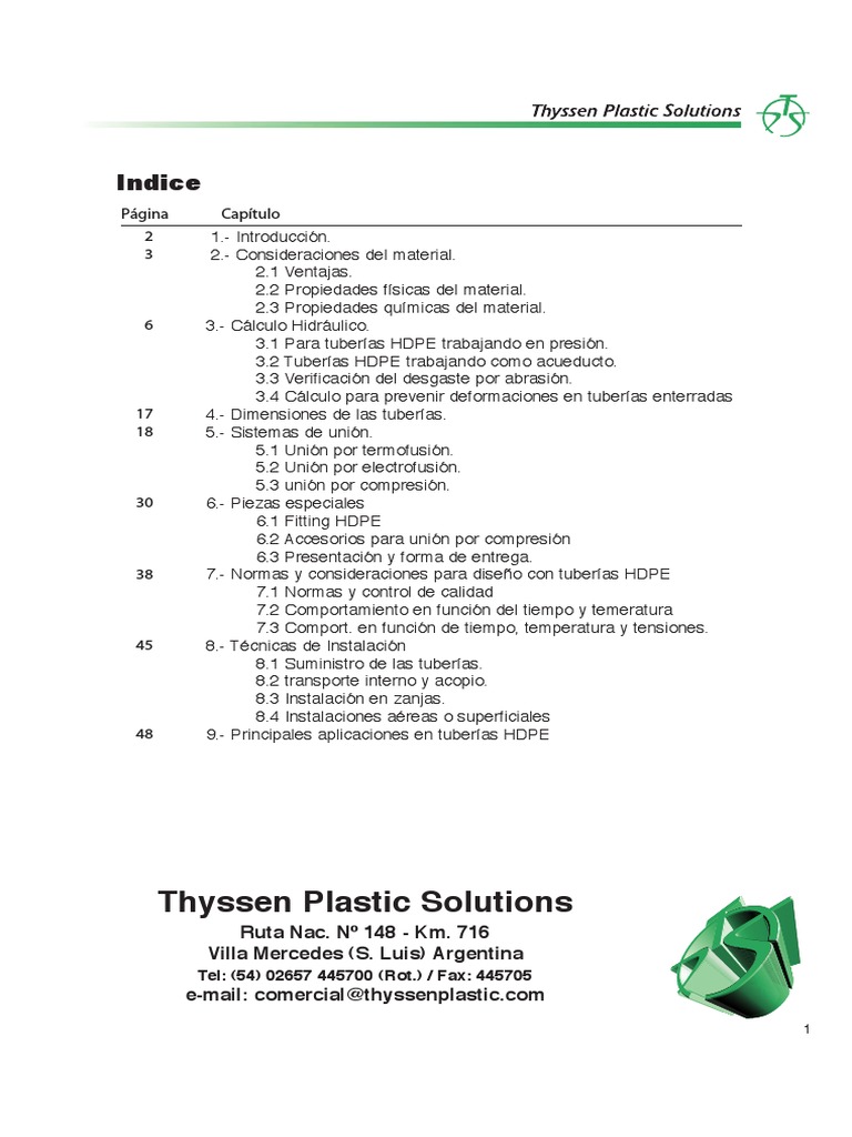 Thyssen Plastic Solutions: Indice | PDF | Pipe (Fluid Conveyance) | Welding