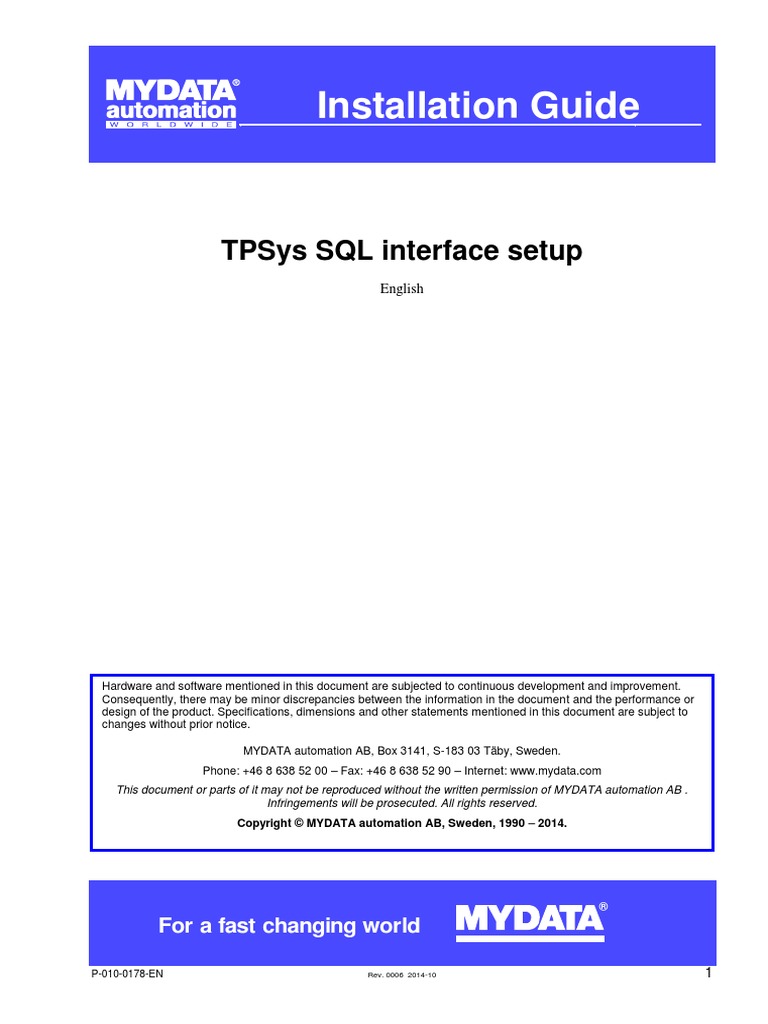 Installation Guide: Tpsys SQL Interface Setup | PDF | Databases ...