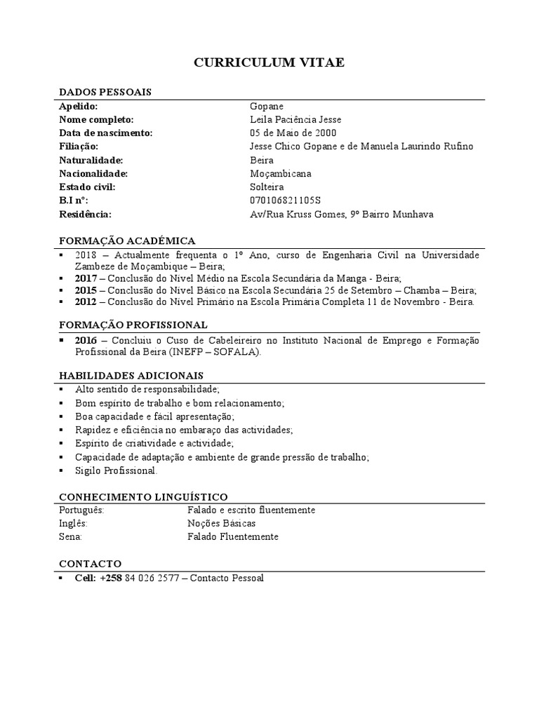 Curriculum Vitae - Leila | PDF | Carreira e Crescimento | Bem-estar