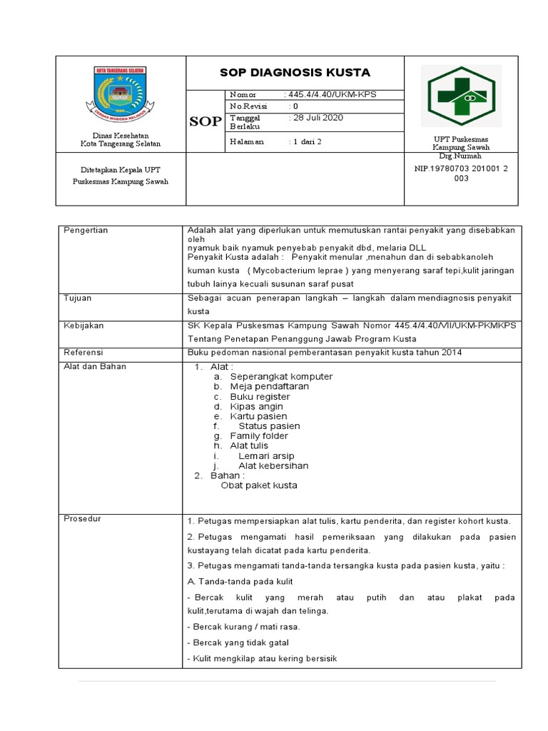 Sop Diagnosis Kusta | PDF
