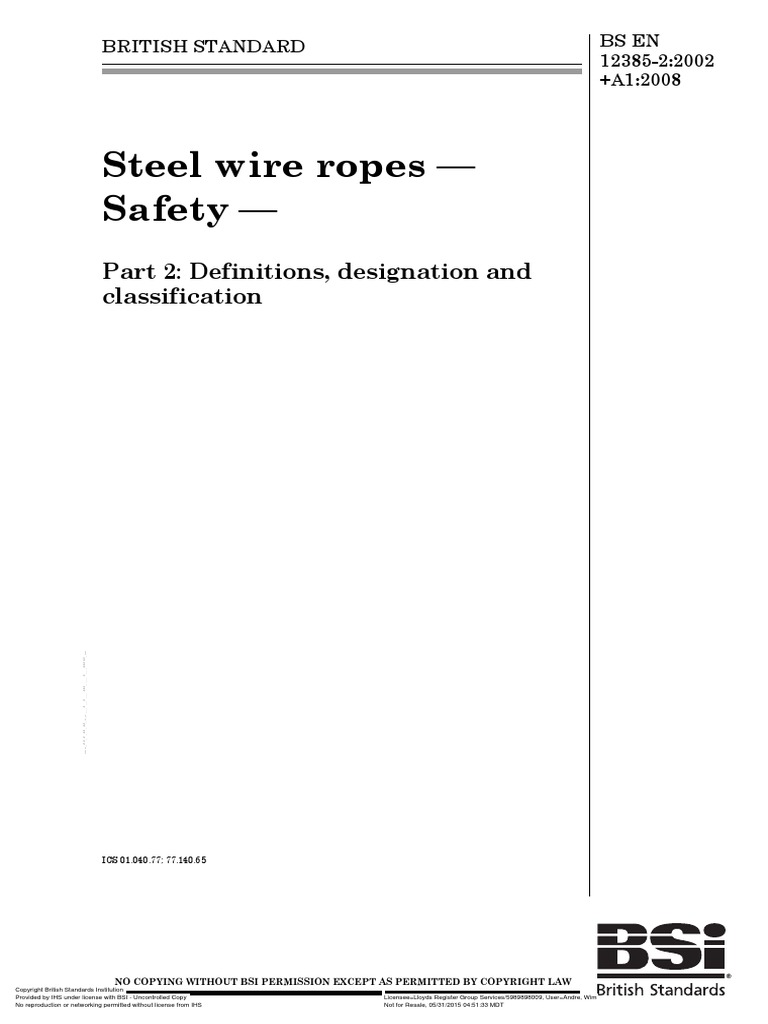BS en 12385 2 | PDF | Wire | Rope
