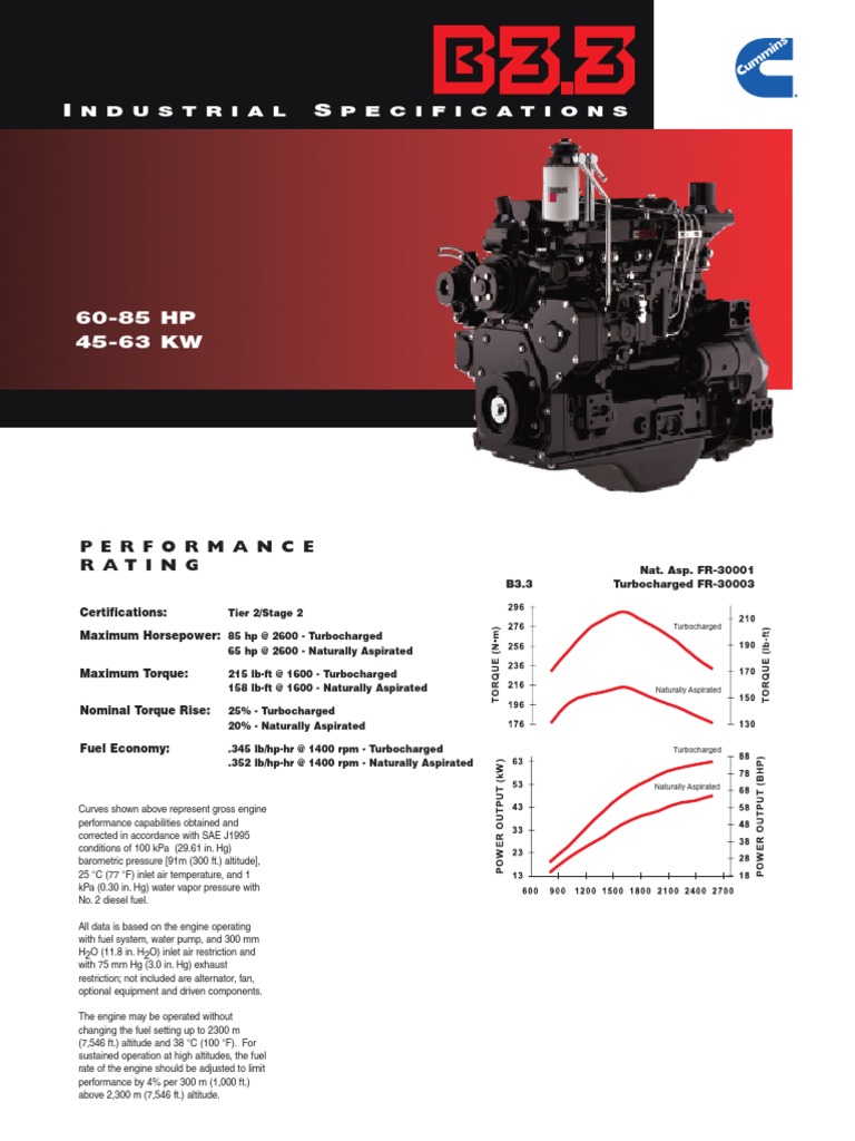 CUMMINS GENERAL MANUAL B3-3 Spec | PDF