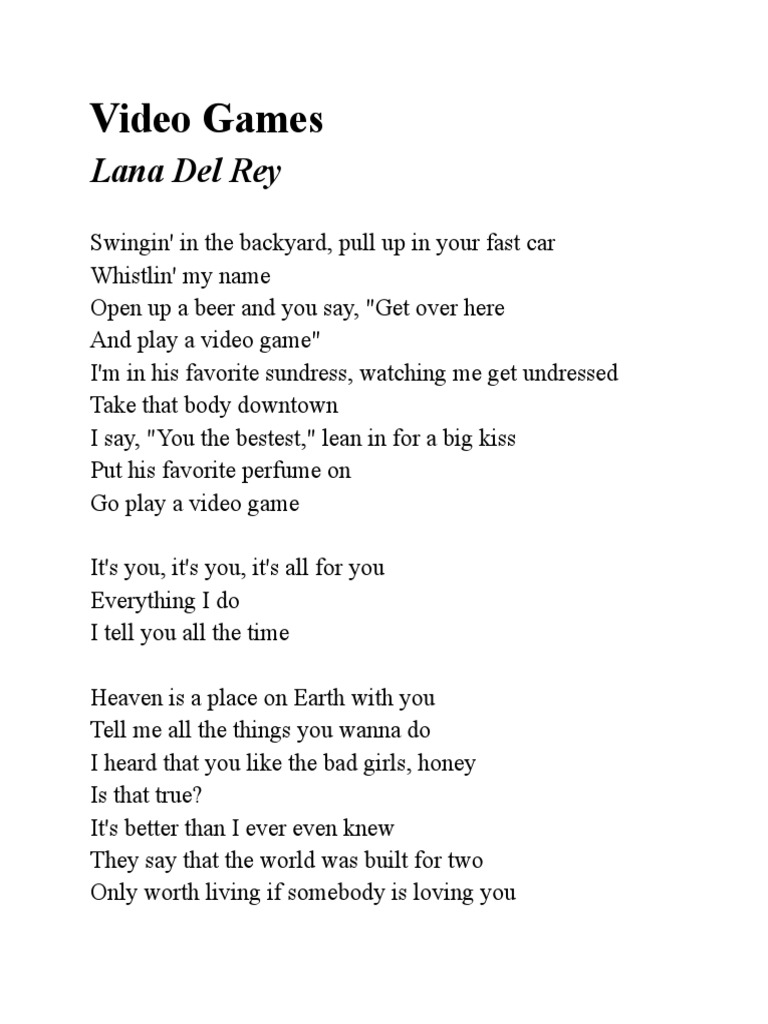 Video Games: Lana Del Rey | PDF