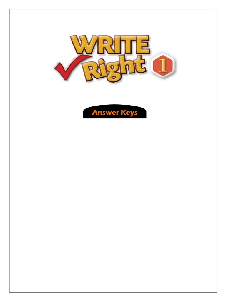 Write Right 1 - Answer Key | PDF | Chest Of Drawers