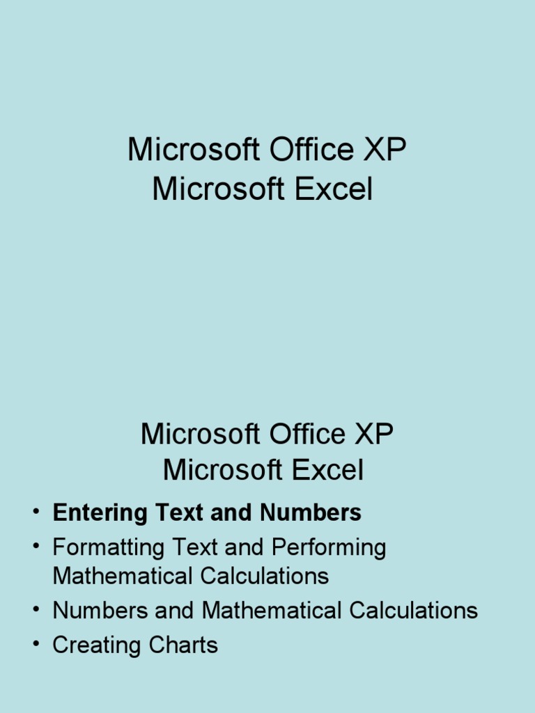 Microsoft Office XP Microsoft Excel | PDF | Microsoft Excel | Menu (Computing)