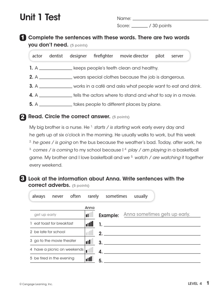 Unit 1 Test: Complete The Sentences With These Words. There Are Two ...