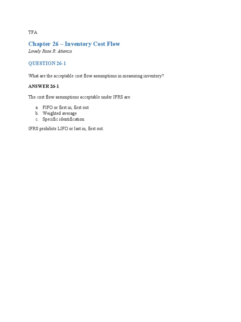 Cfas Tfa 26 | PDF | Inventory | Cost Of Goods Sold