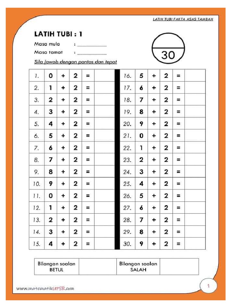 Latihan Operasi Asas Matematik + - X Bahagi | PDF