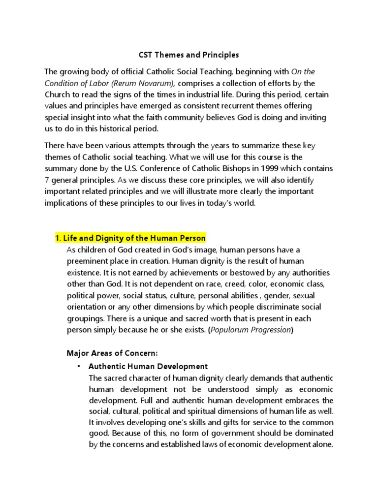 CST Themes and Principles: Condition of Labor (Rerum Novarum ...