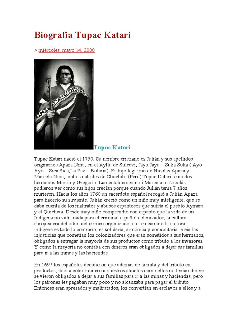 Biografia Tupac Katari | PDF