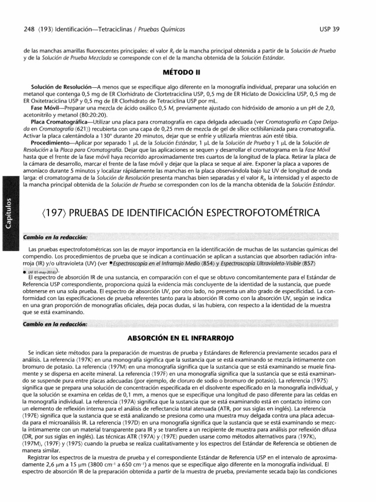 197 - Espectrofotometria USP 39 | PDF | Ultravioleta | Cromatografía