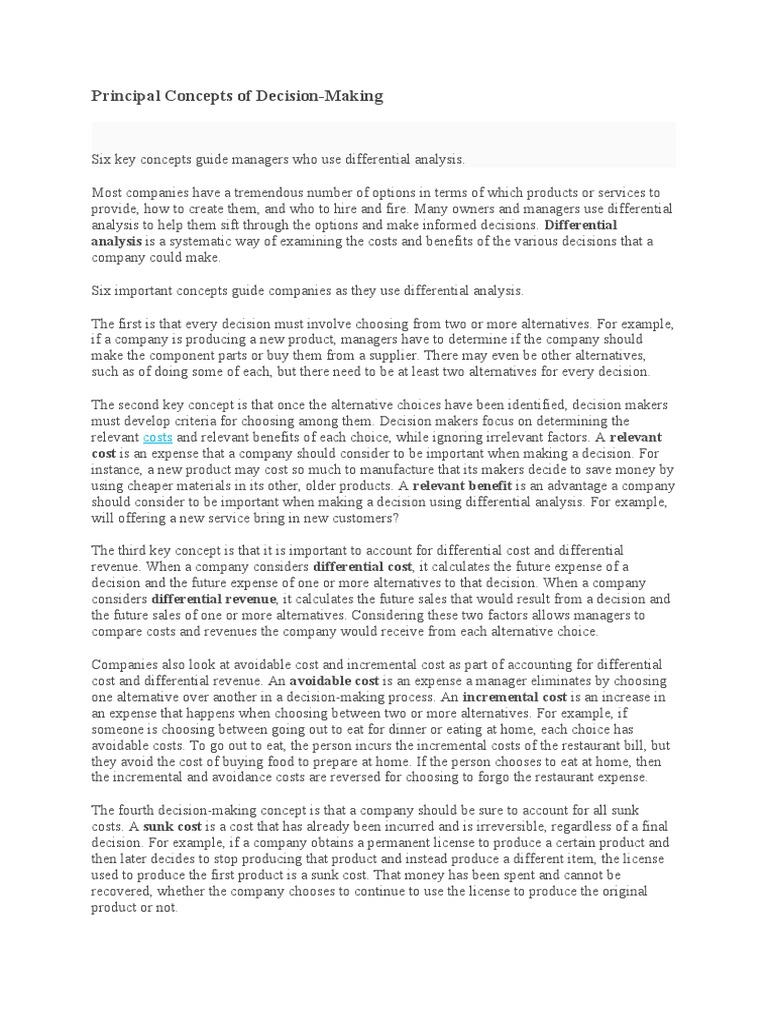 Differential Analysis | PDF | Cost | Decision Making