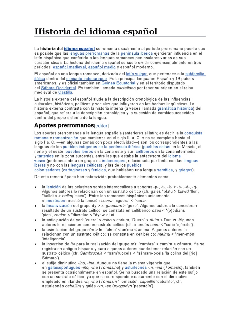 Historia Del Idioma Español | PDF | Historia | Clásicos