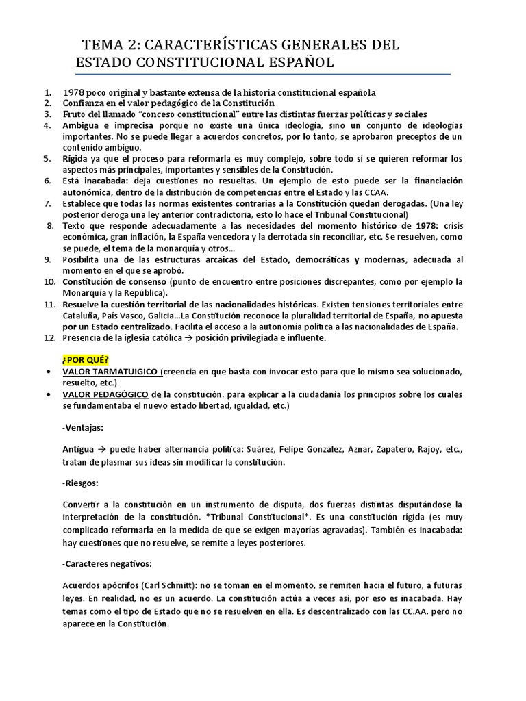Tema 2 Consti | PDF | Constitución | Gobierno