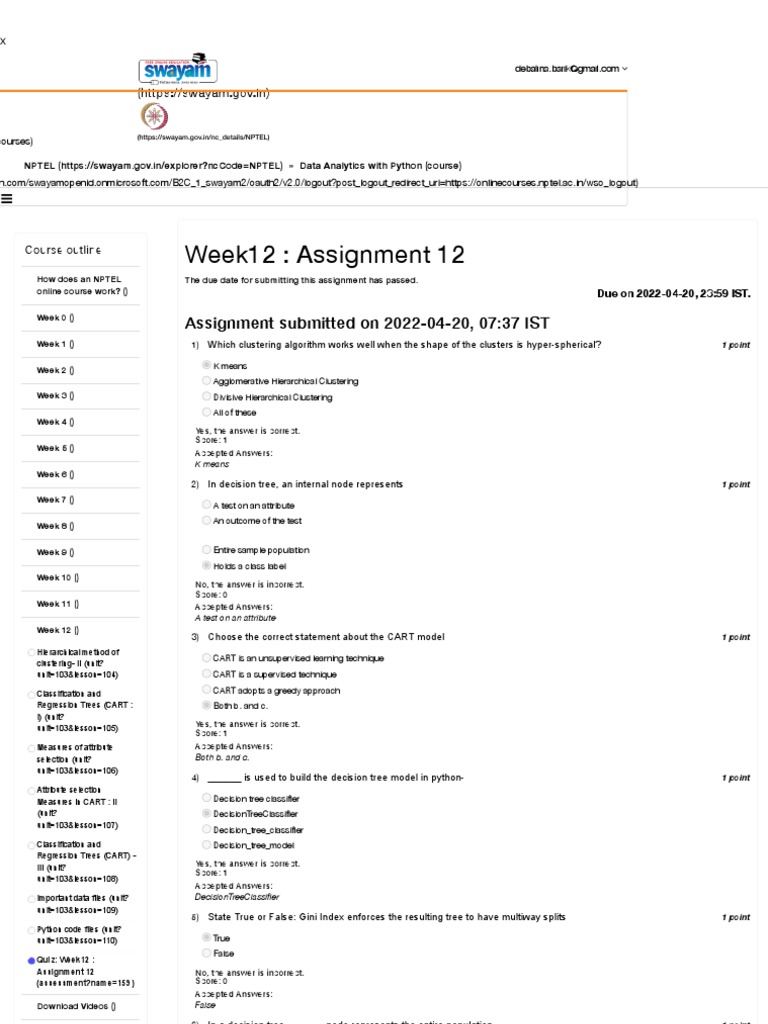 Data Analytics With Python - Unit 14 - Week 12 | PDF | Artificial ...