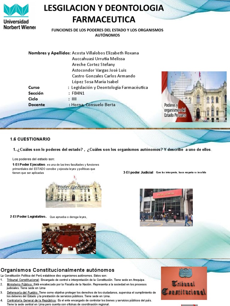 Grupo #1 PODERES DEL ESTADO PERUANO | PDF | Separación de poderes ...