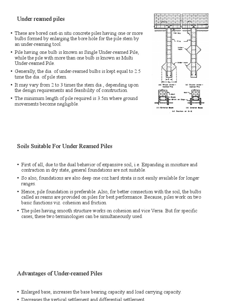 Under-Reamed Piles: Advantages & Design | PDF | Technology & Engineering
