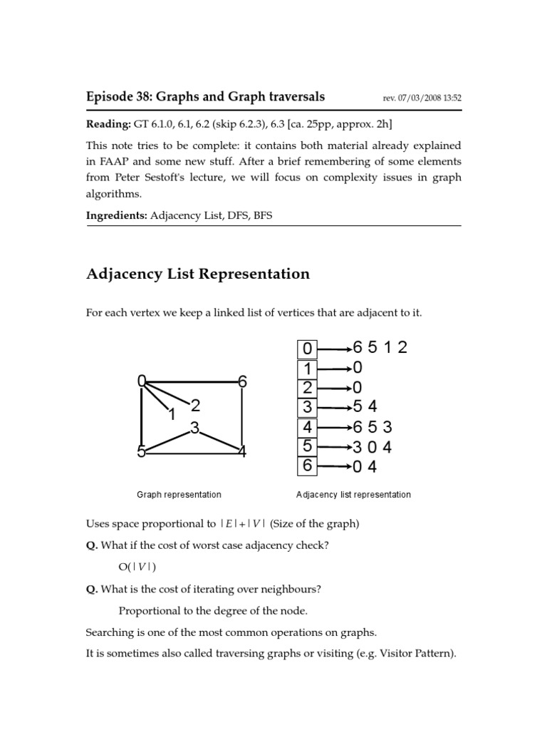 Adjacency List Representation: Episode 38: Graphs and Graph Traversals | PDF | Queue (Abstract ...