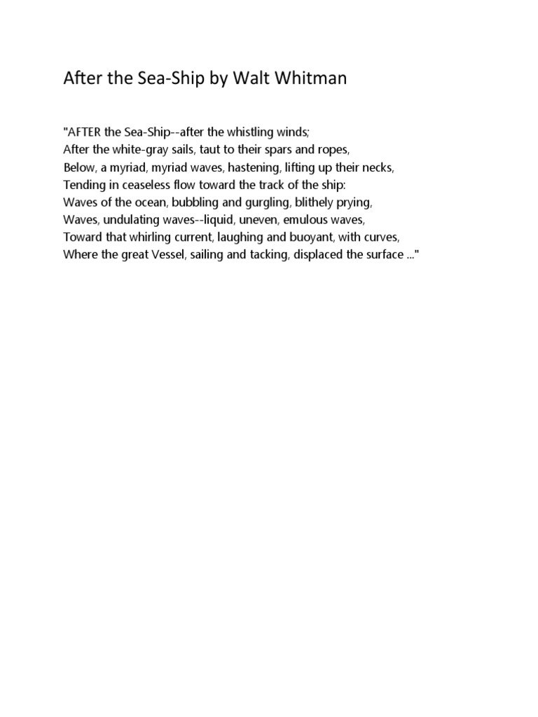 After The Sea-Ship by Walt Whitman | PDF