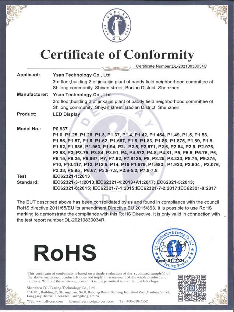 Certificado ROHS | PDF
