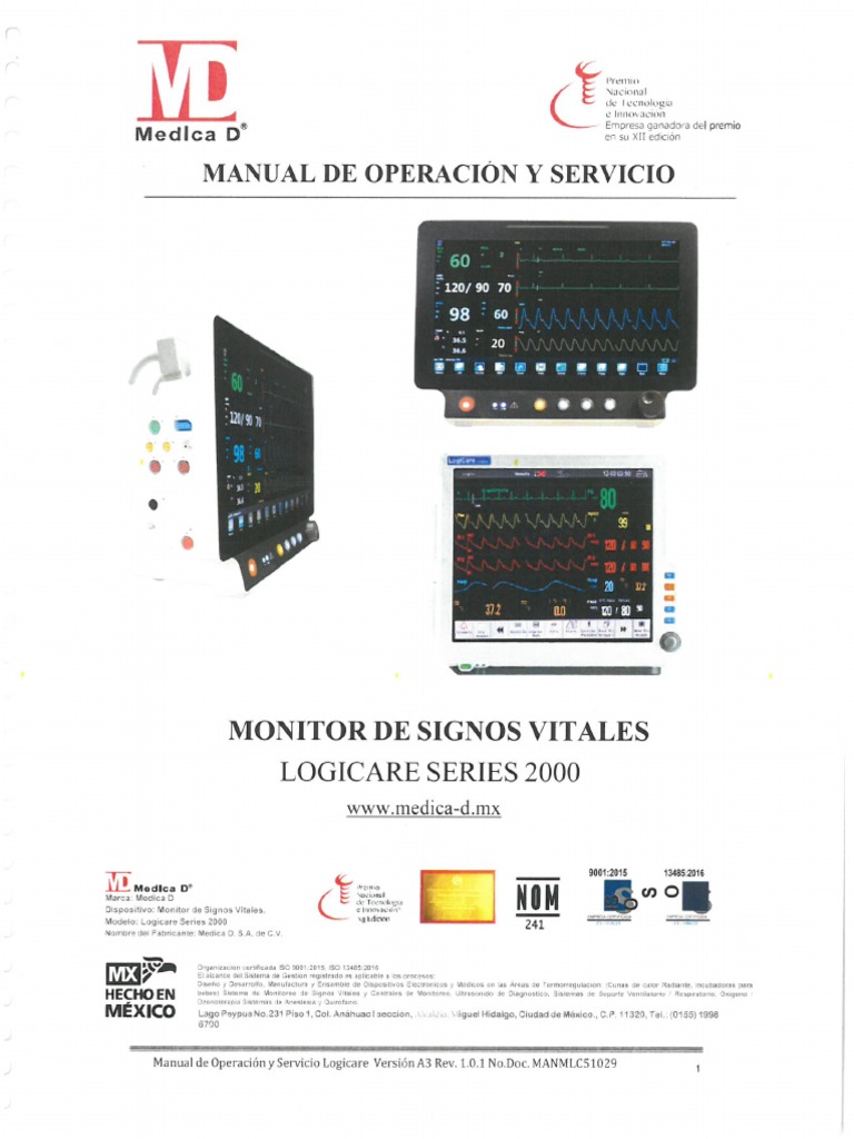Monitor de Signos Vitales MD Logicare Series 2000 Manual de Op. y Serv ...