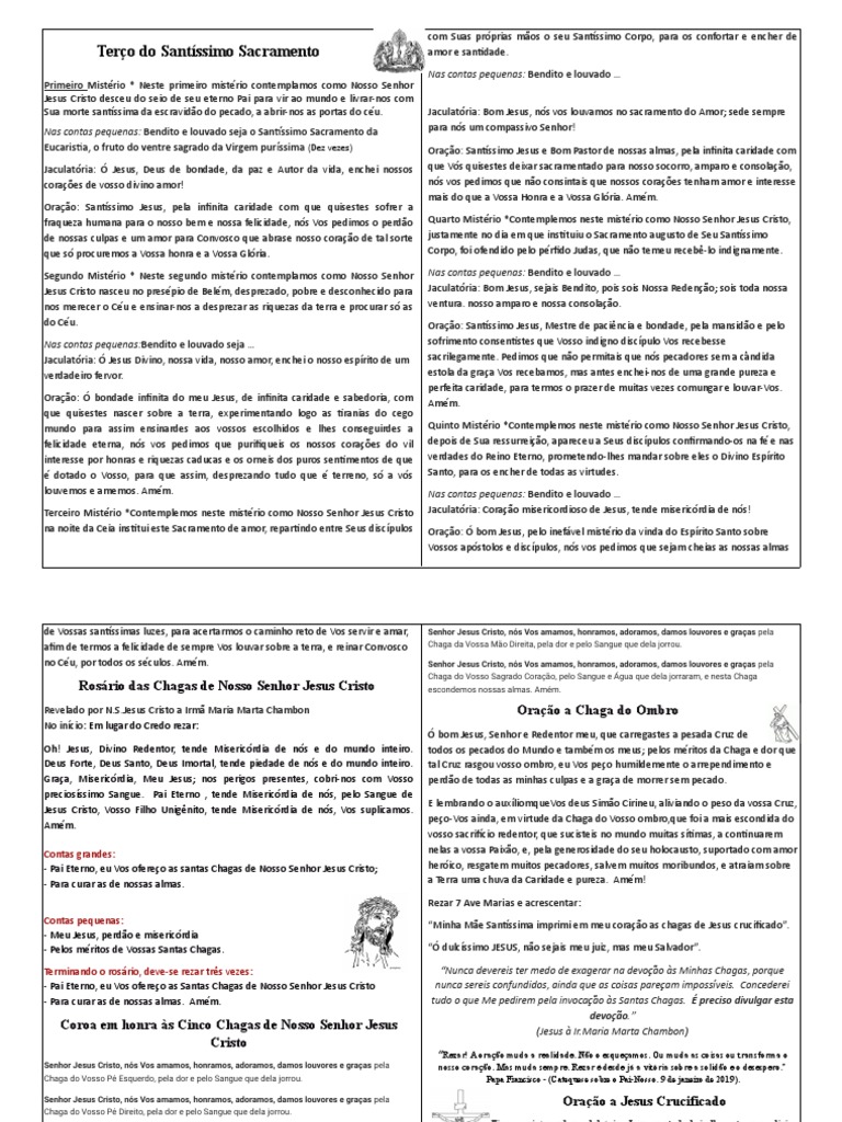 Terço Do Santíssimo Sacramento Pdf Oração Rosário