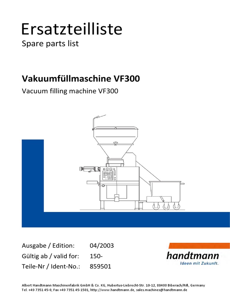 Manual Embutidora Handtmann VF300 | PDF