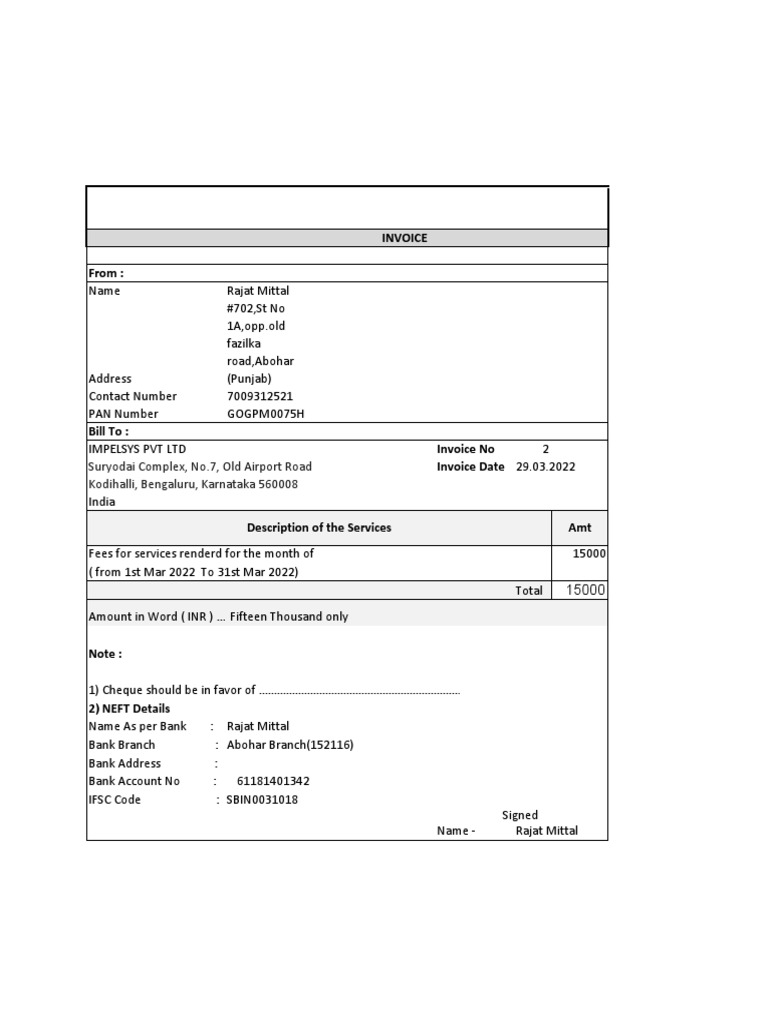 Contract Employee Invoice | PDF