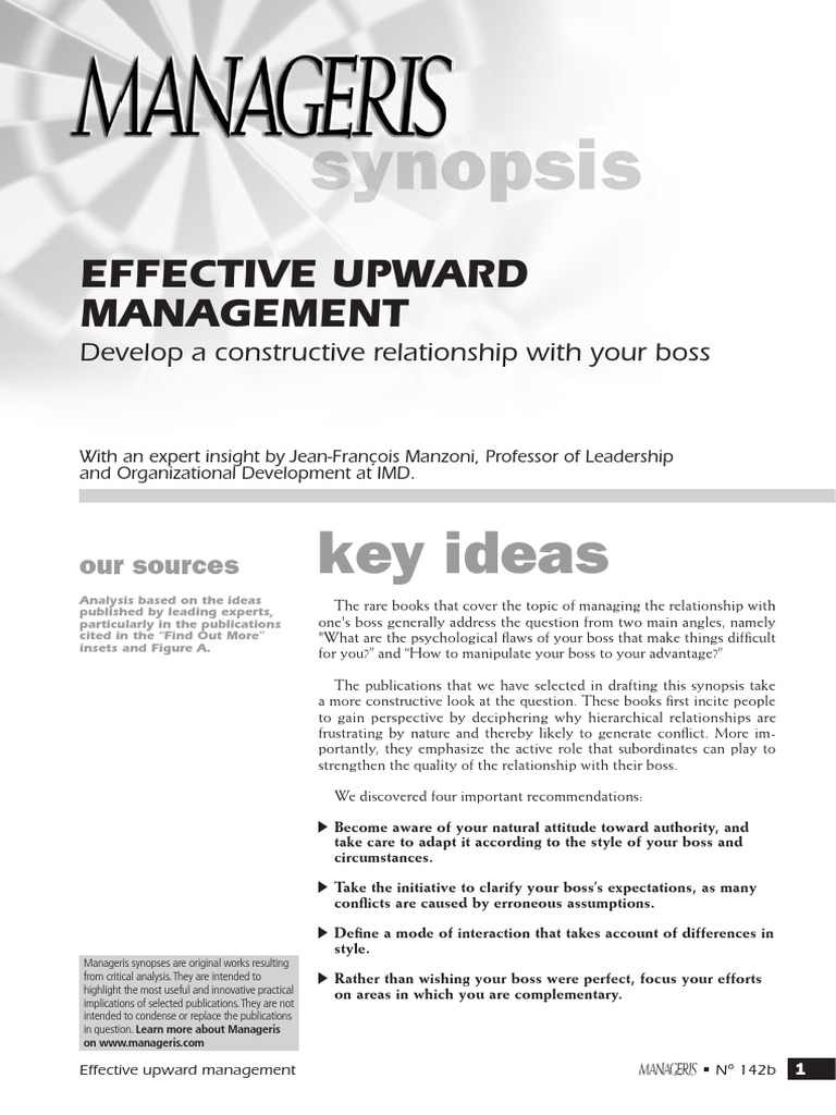 Key Ideas: Effective Upward Management | PDF | Decision Making ...