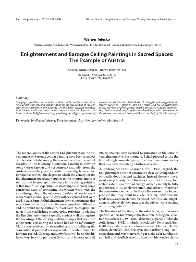 Enlightenment and Baroque Ceiling Paintings in Sacred Spaces: The ...
