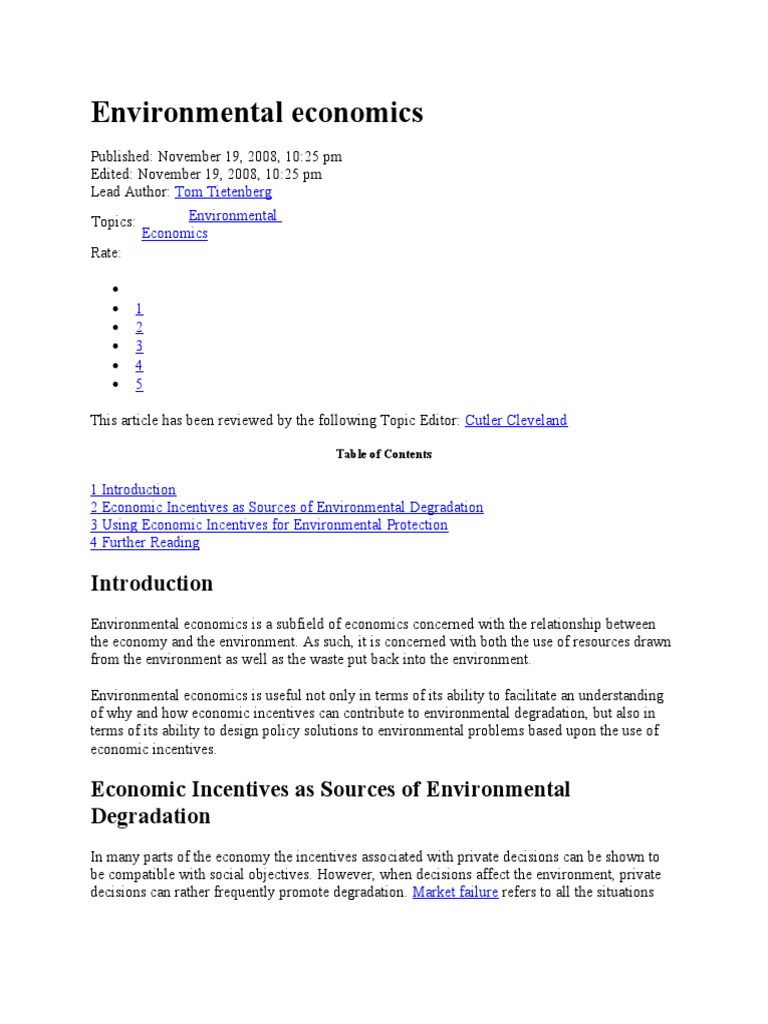 Tom Tietenberg Environmental Economics | PDF | Externality | Taxes