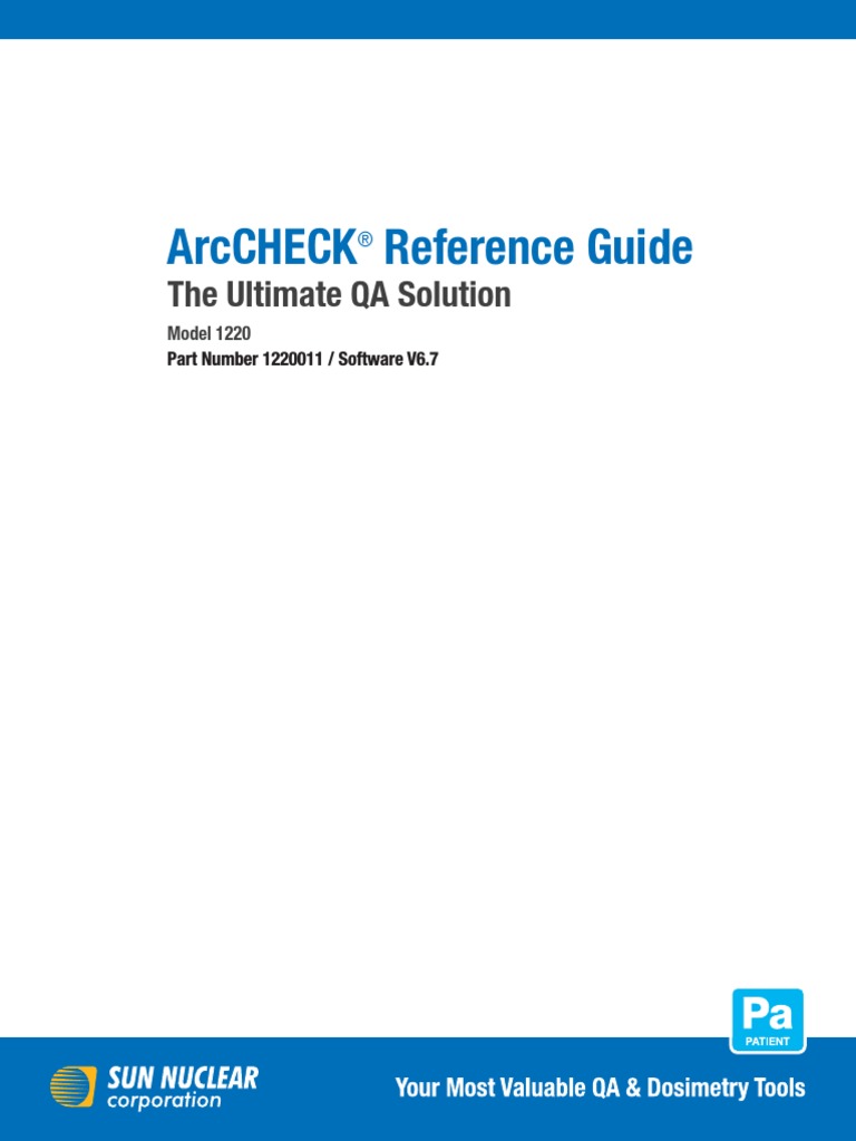 ArcCHECK Reference Guide RevP July | PDF | Radiation Therapy | Medical ...
