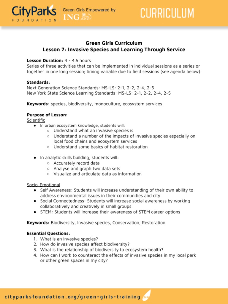 Green Girls National Curriculum Invasive Species Lesson 7 | PDF ...