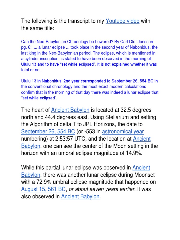 Daniel's 70 Weeks (2) Nabonidus Was Nebuchadnezzar Proven by Lunar ...