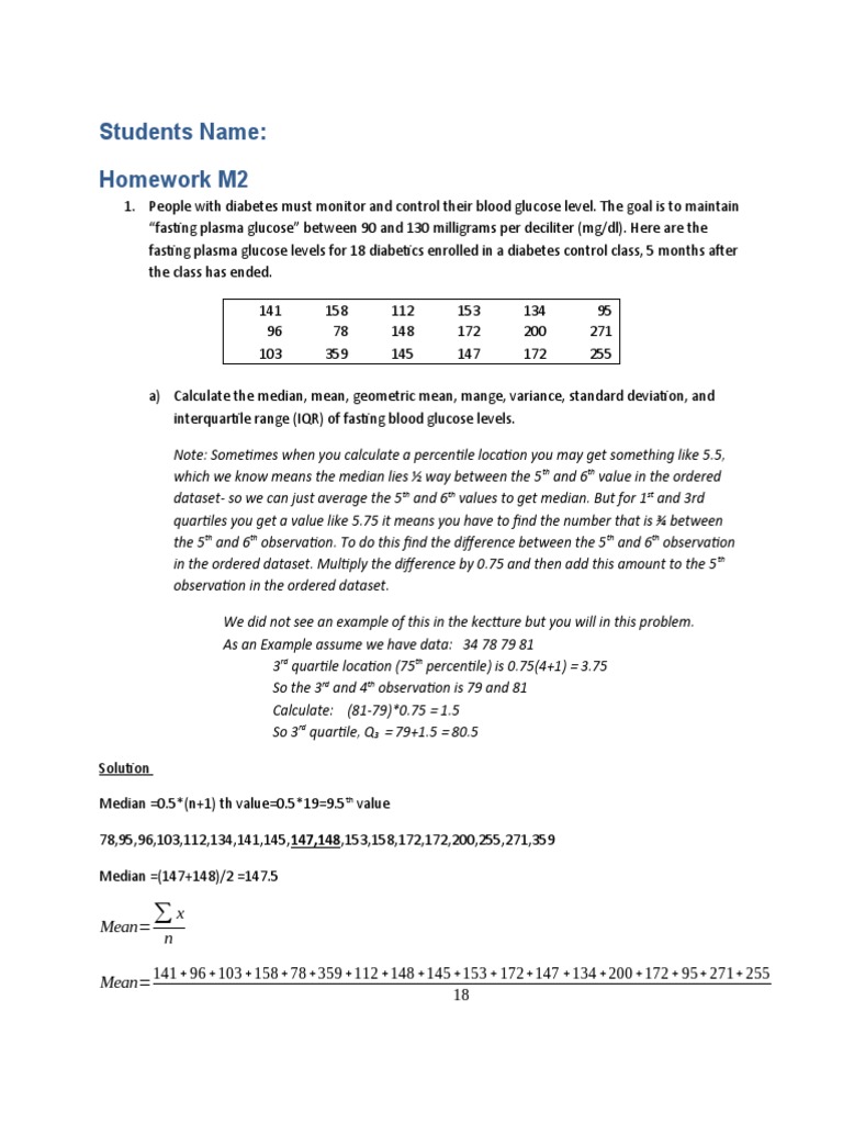 Homework M2 Solution | PDF | Median
