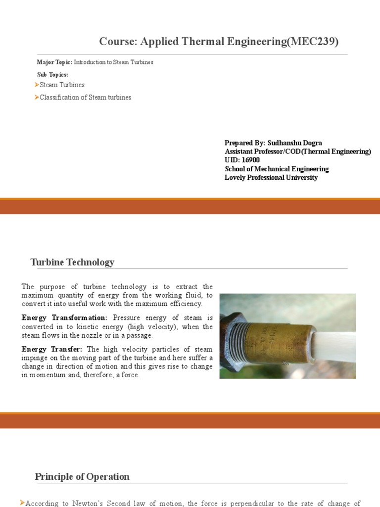 Introduction to Steam Turbine Classifications and Principles(MEC239 ...