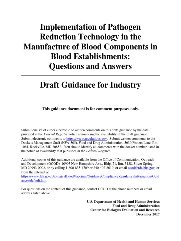 Implementation of Pathogen Reduction Technology in The Manufacture of ...