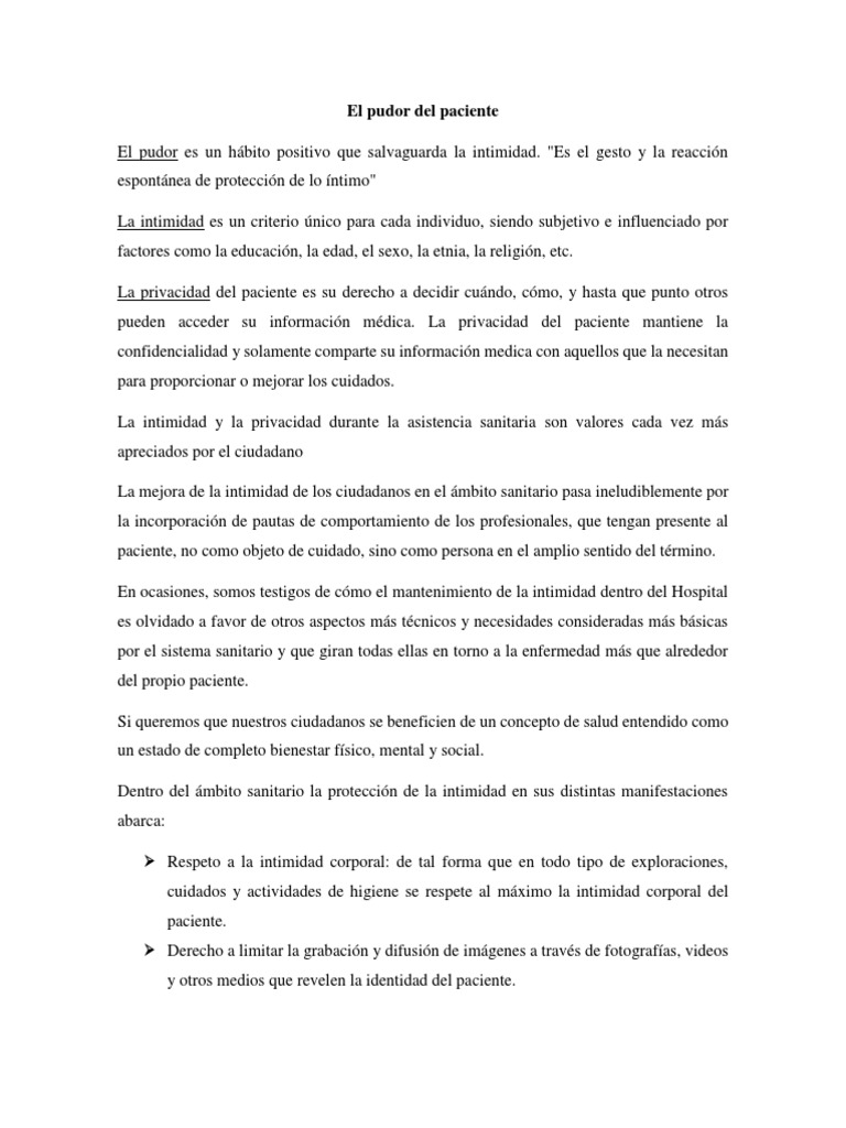 Pudor Del Paciente | PDF | Hospital
