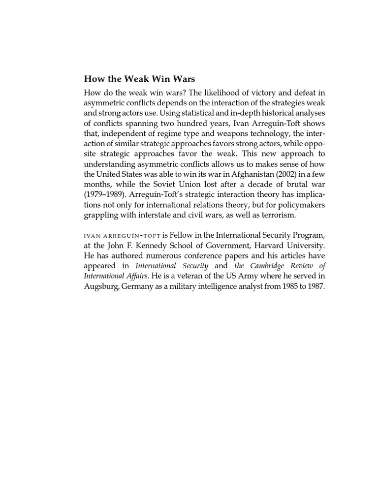 How The Weak Win Wars - A Theory of Asymmetric Conflict | PDF ...
