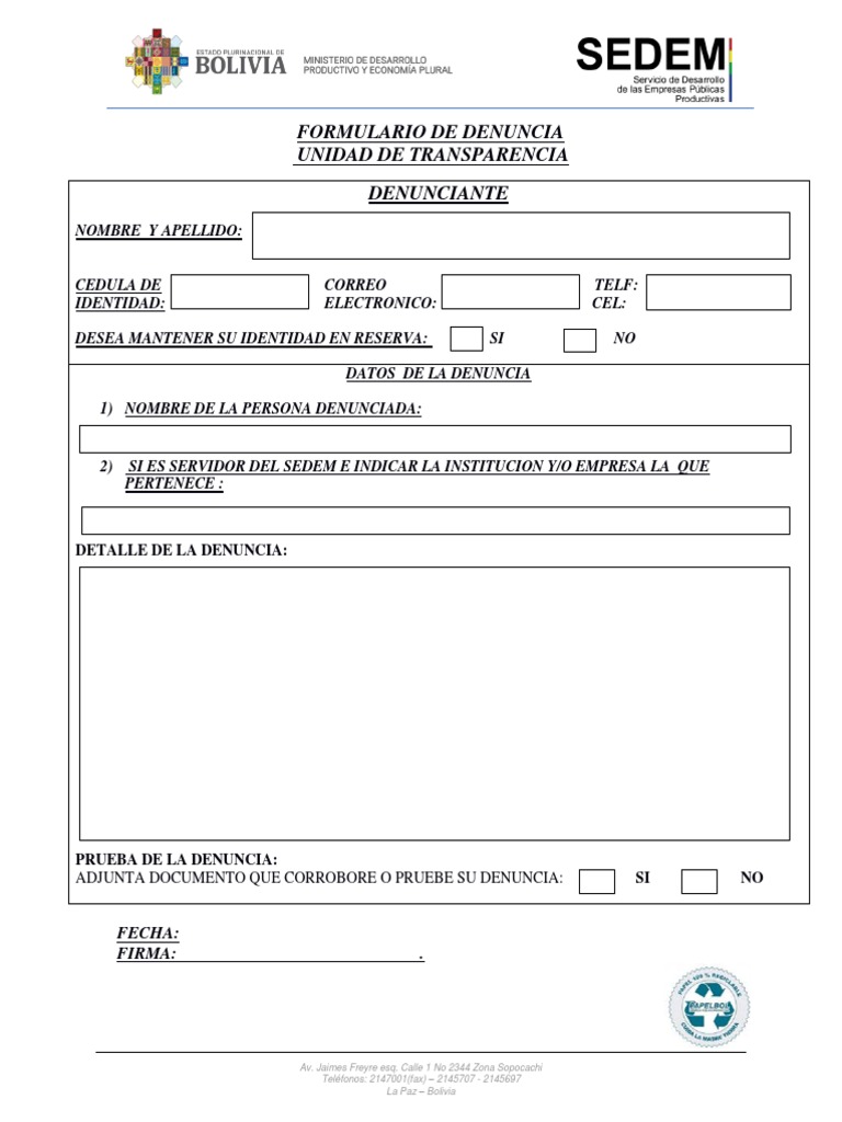 Sedem Hoja Form Denuncias | PDF | Derecho