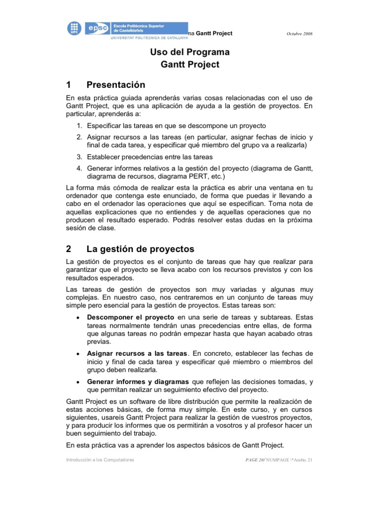 Manual Ganttproject | PDF | Software utilitario | Archivo de computadora