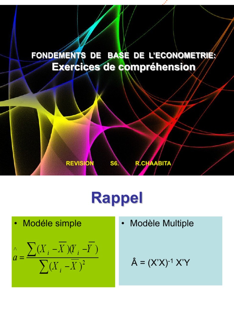 Exercices Corrigés en Économétrie | PDF | Régression linéaire ...