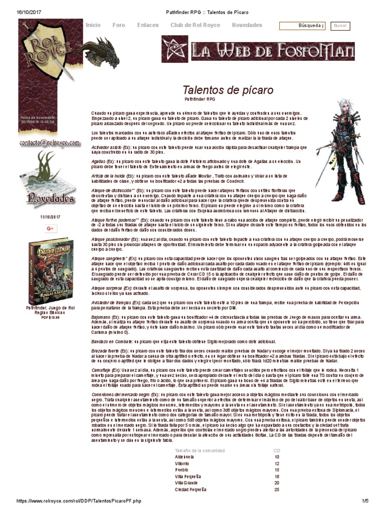 Pathfinder RPG - Talentos de Pícaro | PDF