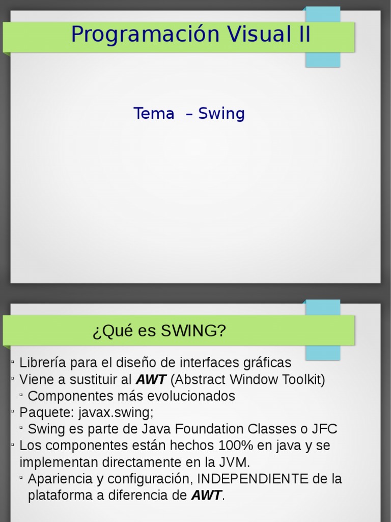 Tema04 Swing | PDF | Ventana (informática) | Java (lenguaje de ...